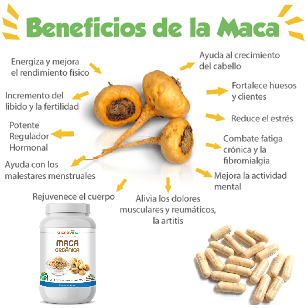 Maca Orgánica en México de SuperVida Nutrition - cápsulas de maca ...